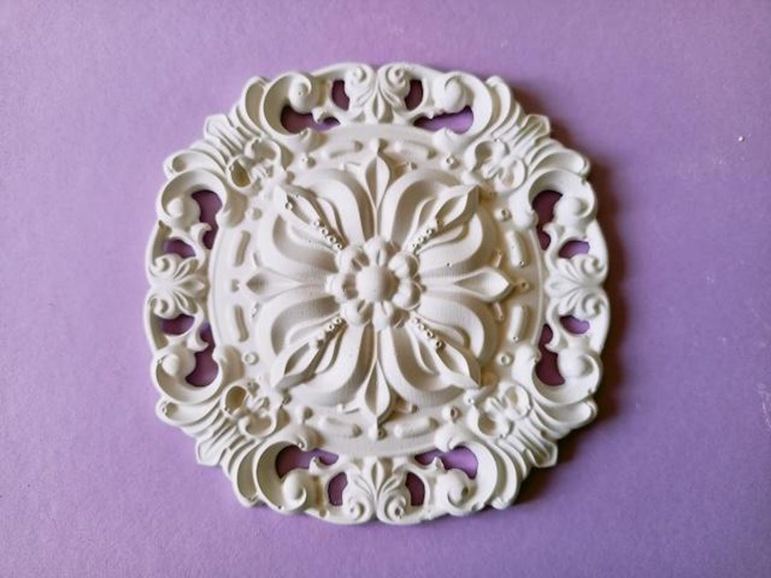 Baroque Rosette, Plaster Stucco, 10.7 Cm Diameter, Stucco Rosette ...