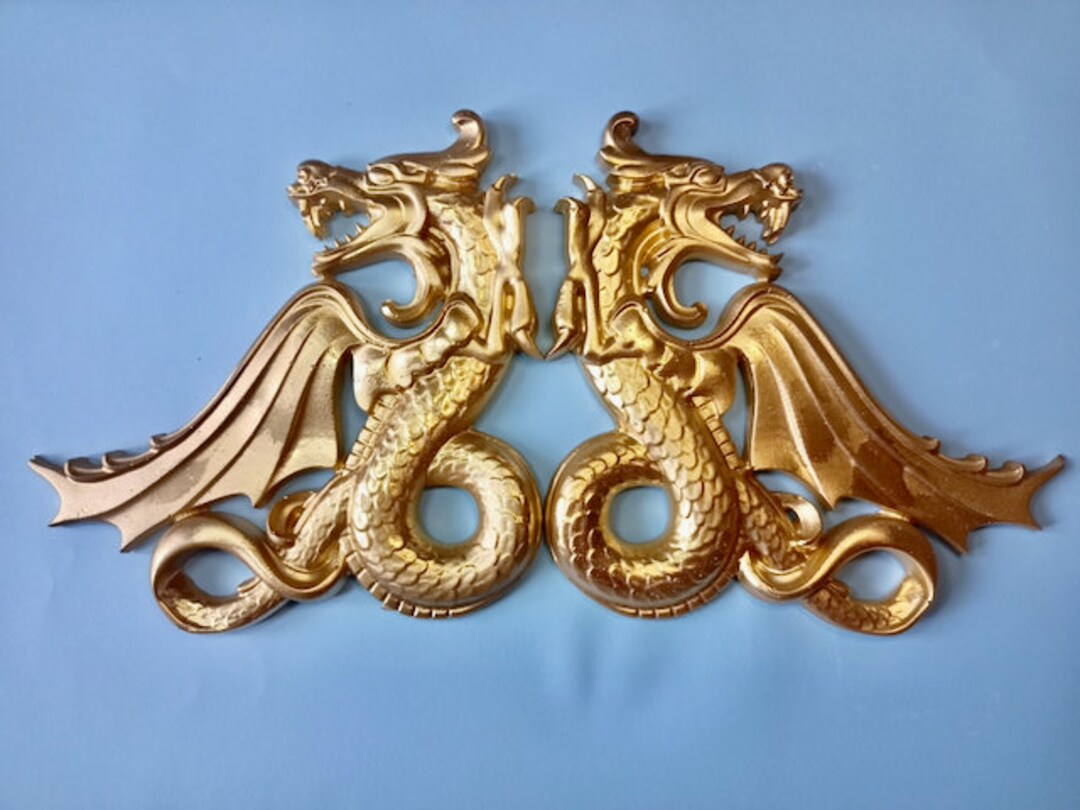 Stucco Element pair of Dragons, Plaster Stucco, 14 X 10 Cm Each - Etsy