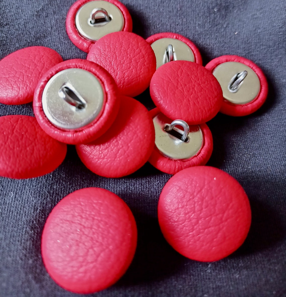 Botón botones ojales botón de tapicería cuero rojo | Etsy