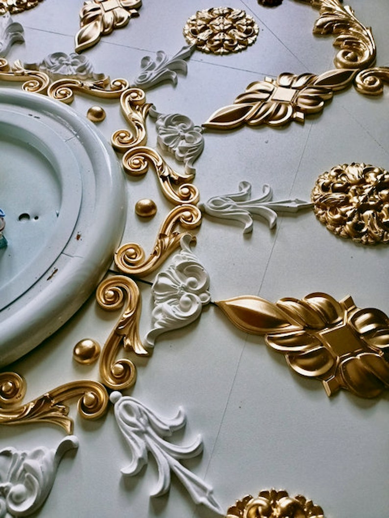 Large Plaster Stucco Rosette, Ceiling Mirror Decoration D: 35/125 Cm - Etsy