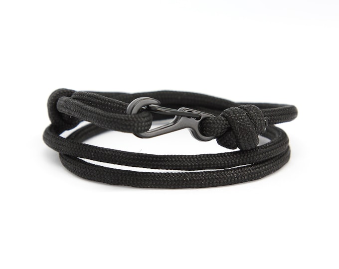 Black Rope Bracelet Paracord Bracelets Carabiner Bracelet - Etsy