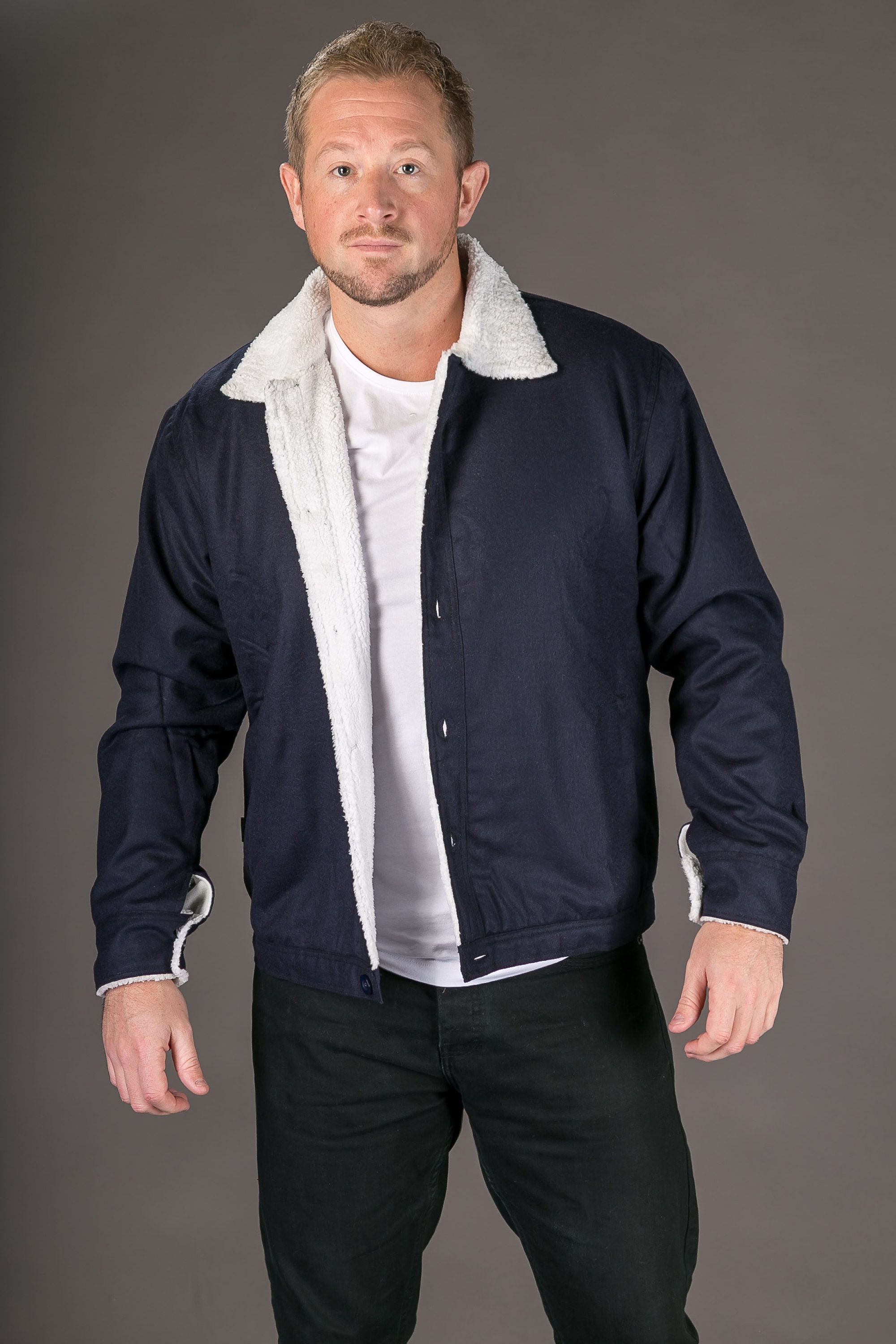 Mens Winter Blue Wool Jacket Winter Coat Shearling Lining - Etsy UK