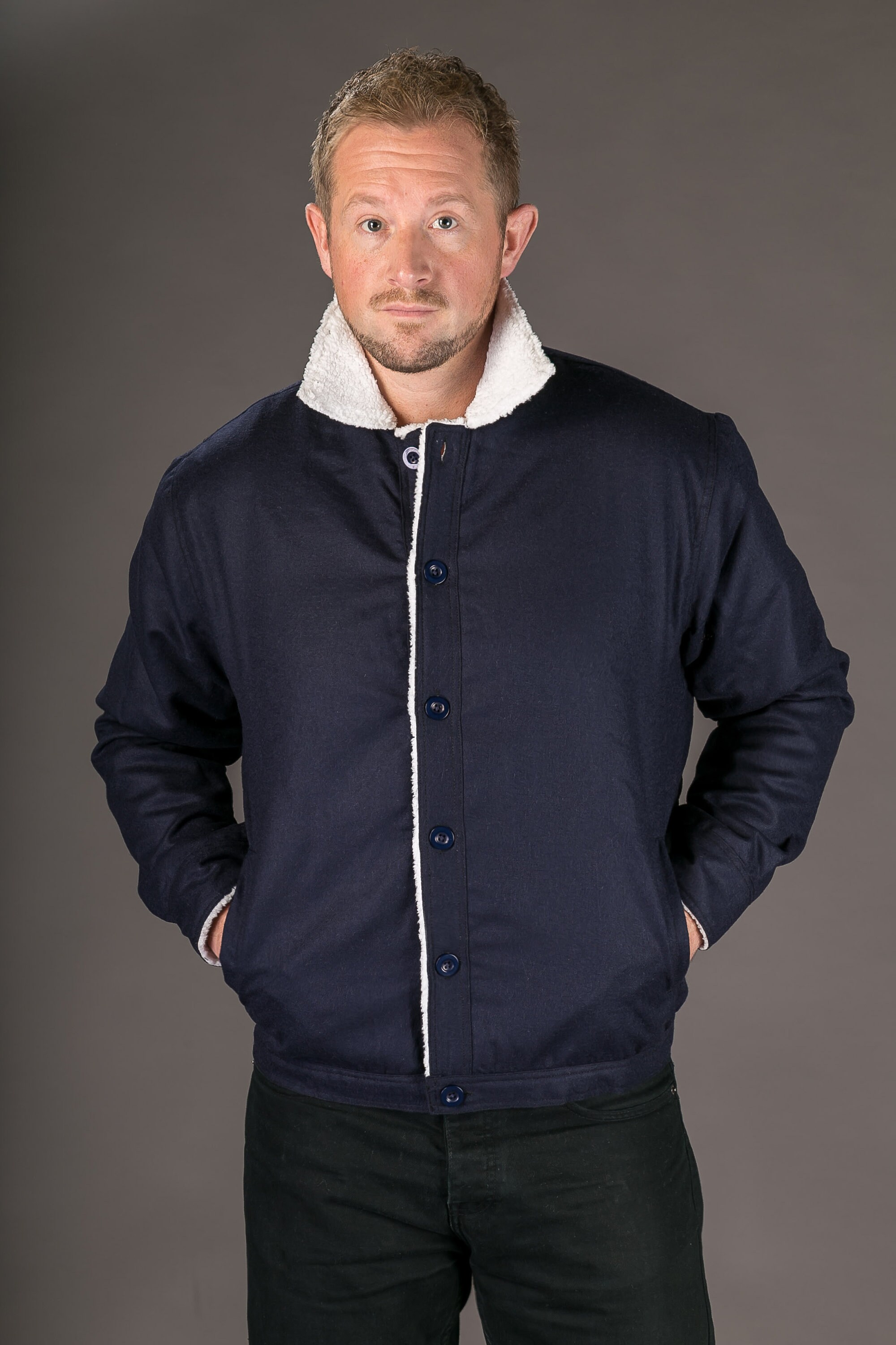 Mens Winter Blue Wool Jacket Winter Coat Shearling Lining - Etsy UK