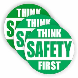 3-pack Think SAFETY FIRST Vinyl Hard Hat Stickers | Vinyl Safety Helmet ...