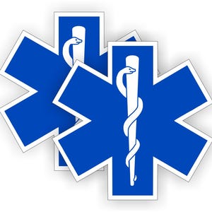 Pair - Star of Life 2-inch Vinyl Hard Hat Stickers | EMT Helmet Decals ...