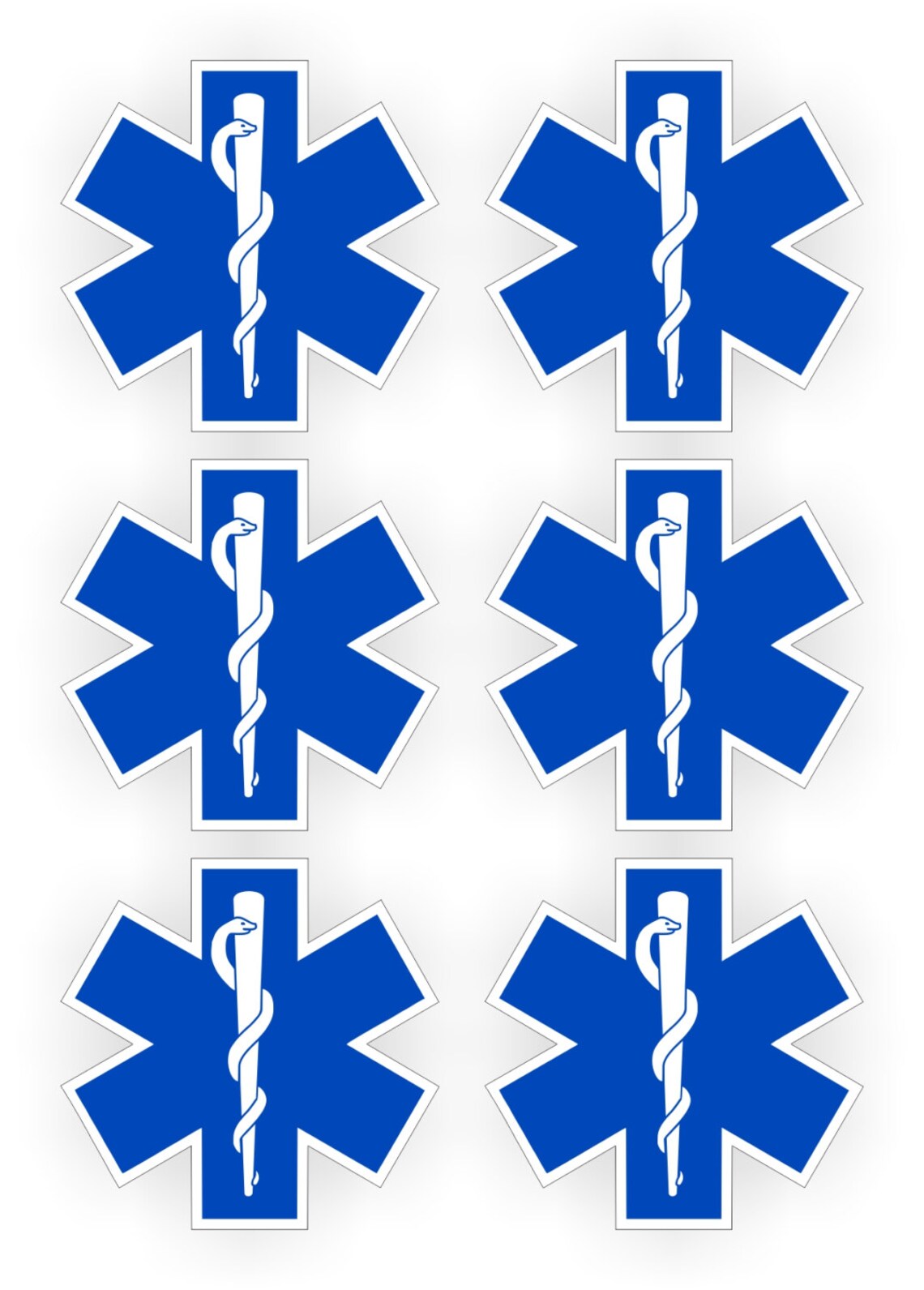 6x Star of Life Helmet Stickers | EMT Hard Hat Decals | Paramedic Fire ...