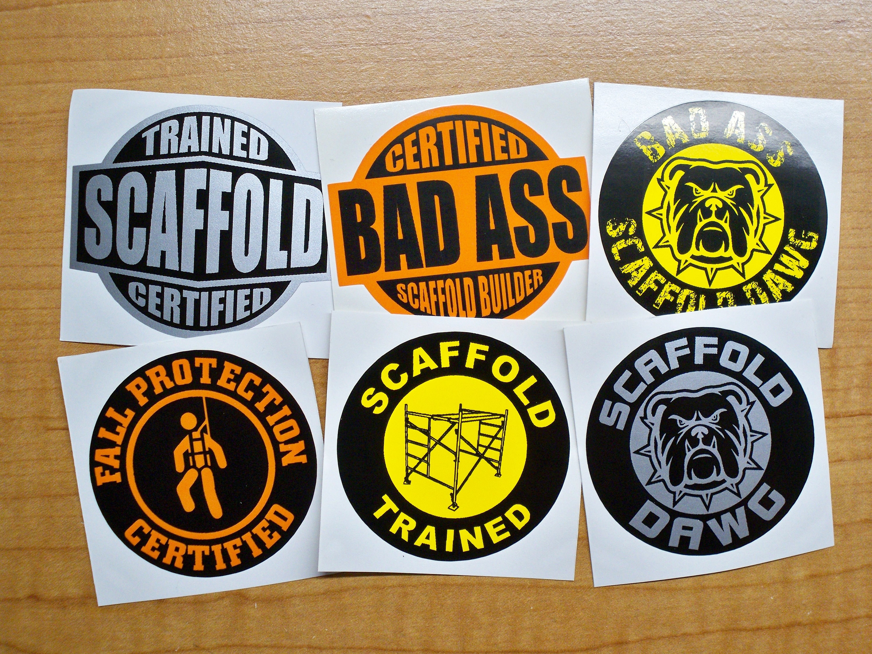 6-pack Funny Hard Hat Stickers Bad Ass Scaffold Builder Dawg | Etsy