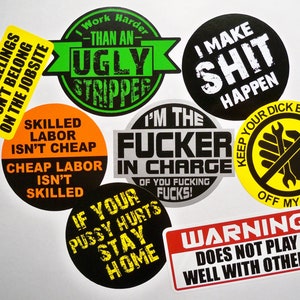 8-pack Vinyl Hard Hat Stickers | Funny Construction Helmet Decals ...