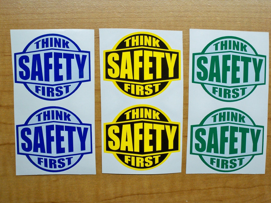 6-pack Funny Hard Hat Stickers | Think Safety First Vinyl Decals ...