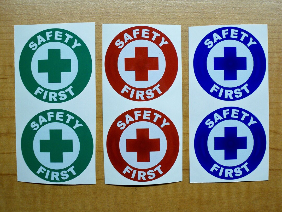 6-pack Funny Hard Hat Stickers | SAFETY FIRST Round Vinyl Decals ...