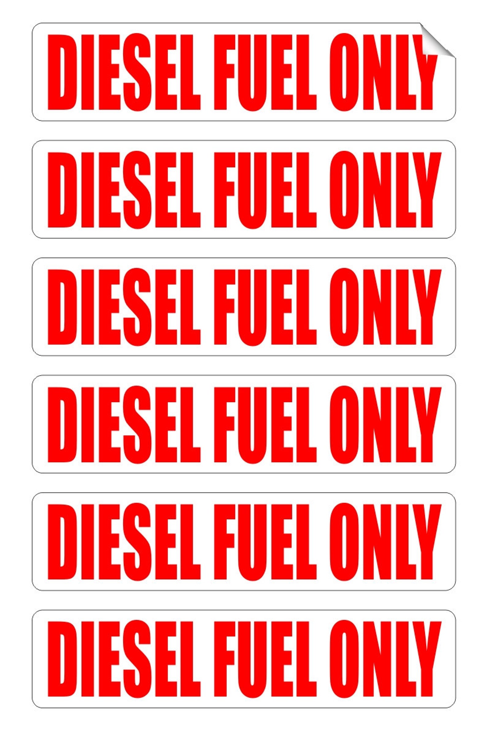 6-pack DIESEL FUEL Only Vinyl Stickers Decals Labels | Many Colors ...