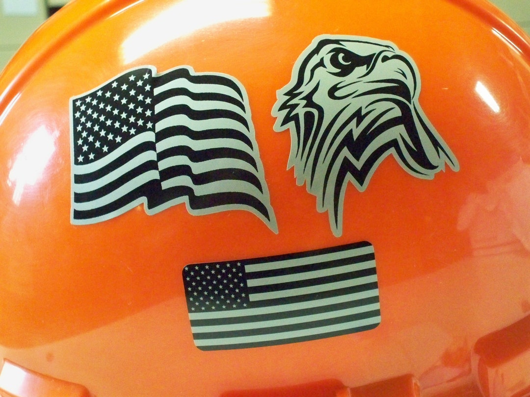 3 Hard Hat Stickers Black Ops Gray American Flag Flags Bald Eagle USA ...