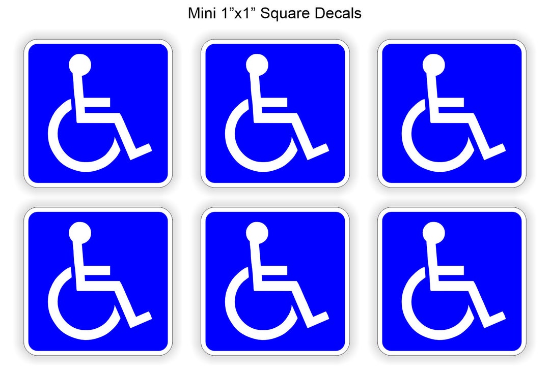 6-pack Mini 1 Inch X 1 Inch Handicap Symbol Vinyl Decals Stickers ...