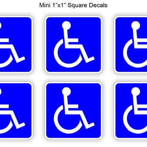 6-pack - Mini 1 Inch X 1 Inch Handicap Symbol Vinyl Decals Stickers ...