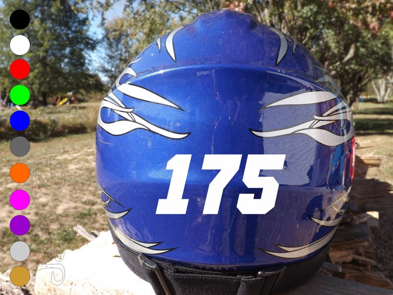 Pair 2 Custom Helmet Number Stickers Personalized | Etsy