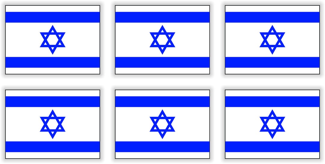 6 Pcs Mini 1"x1.5" Israeli Flags Vinyl Stickers Decals Israel America ...