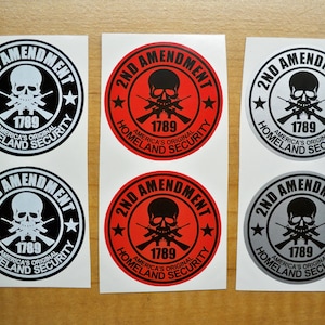 6-pack Funny Hard Hat Stickers | 2nd Amendment USA American Vinyl Round ...