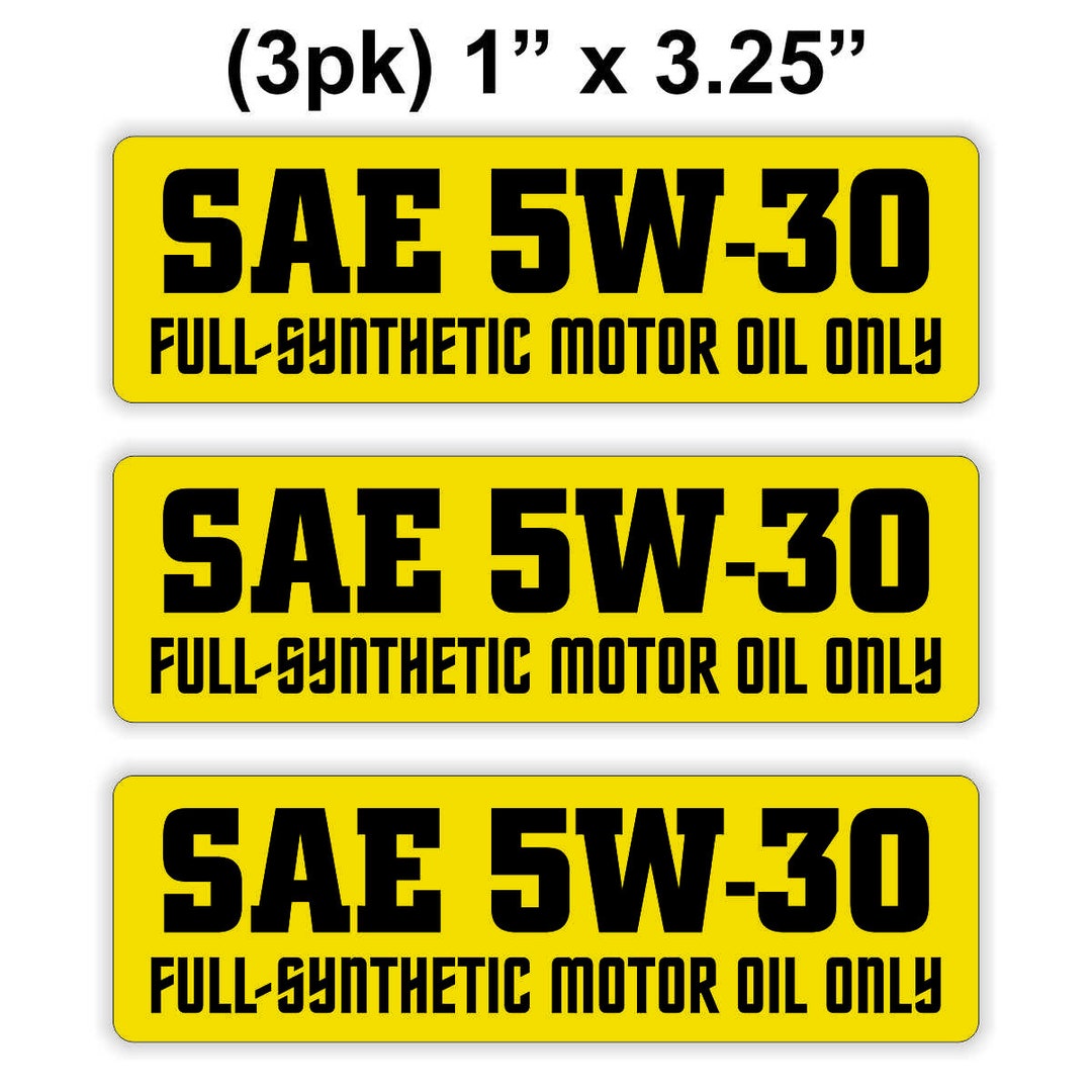 3-pack SAE 5W-30 Oil Viscosity Vinyl Stickers | Decals | Labels Full ...