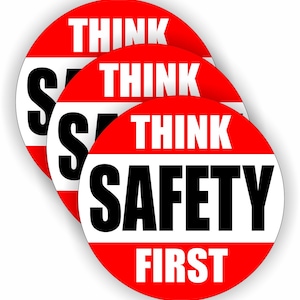 3-pack Think SAFETY FIRST Vinyl Hard Hat Stickers | Vinyl Safety Helmet ...