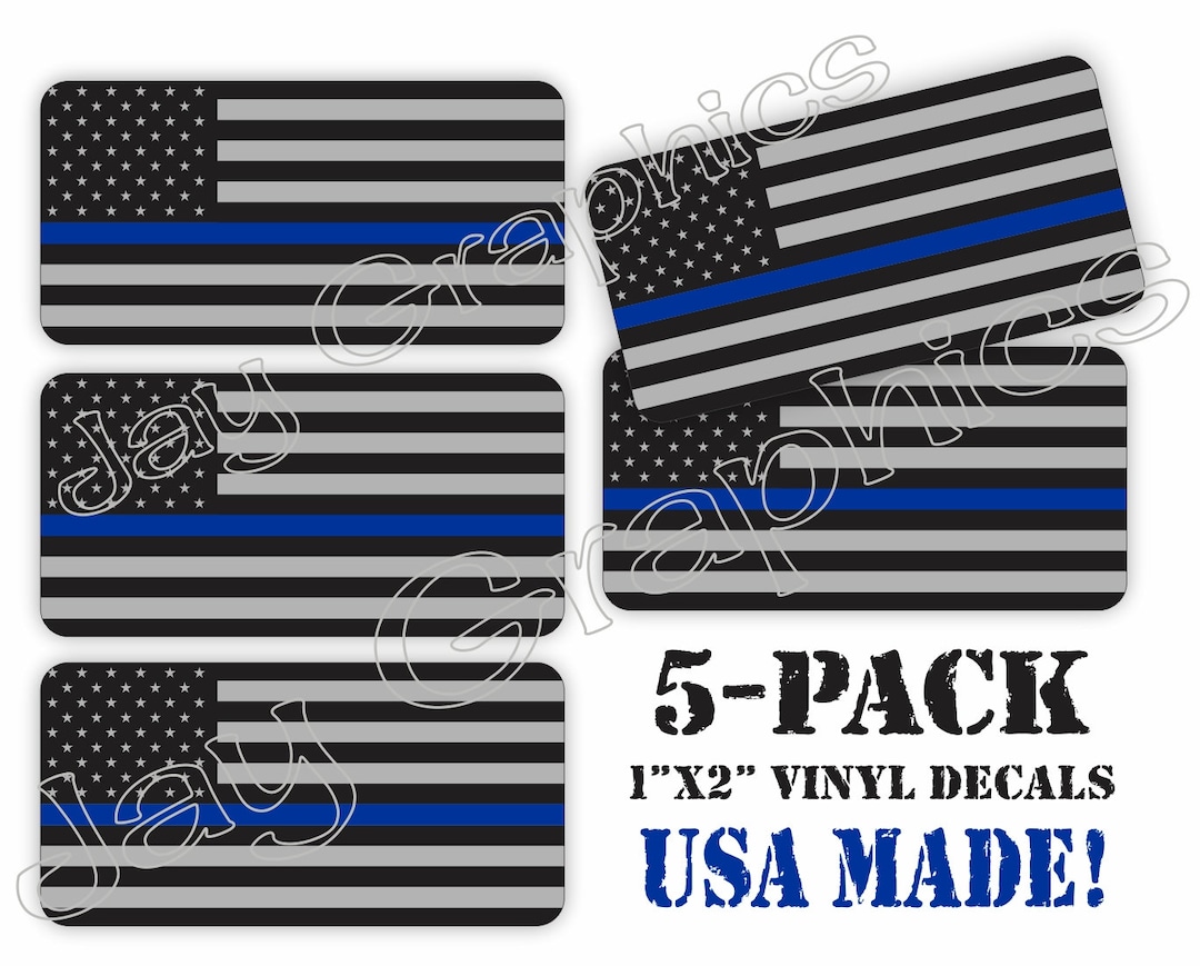 5-pack Police Thin Blue Line American Flags Hard Hat Stickers ...
