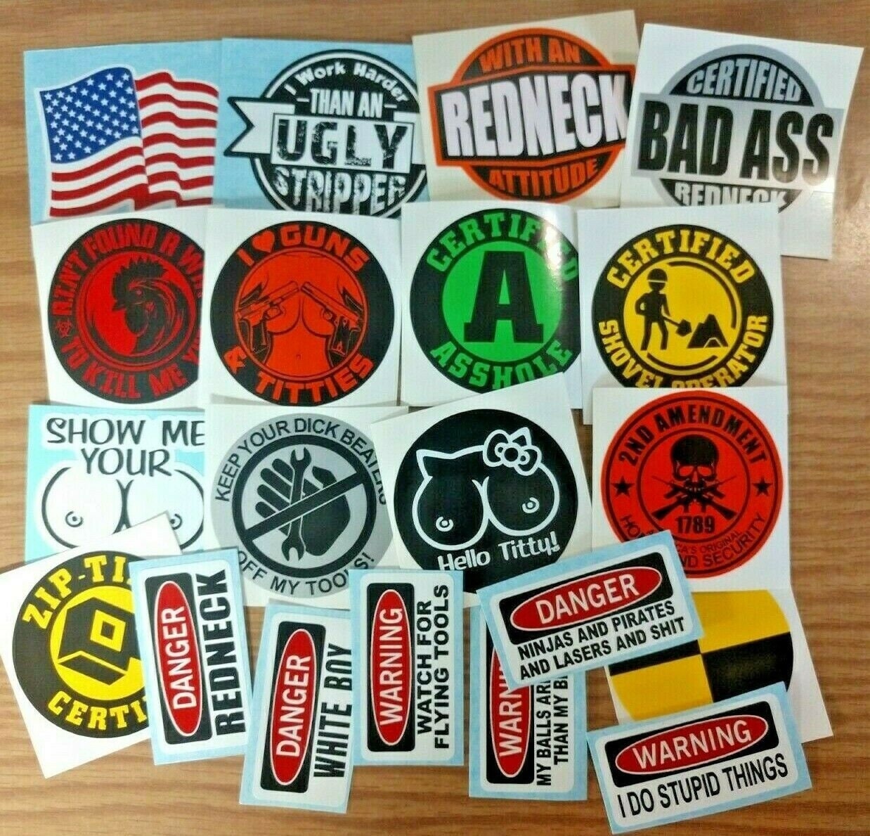 Sticker Pack #8 - Lot of 20 REDNECK Theme Hard Hat Stickers | Safety ...