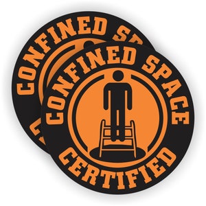 Pair - Confined Space Certified Vinyl Hard Hat Stickers | Construction ...