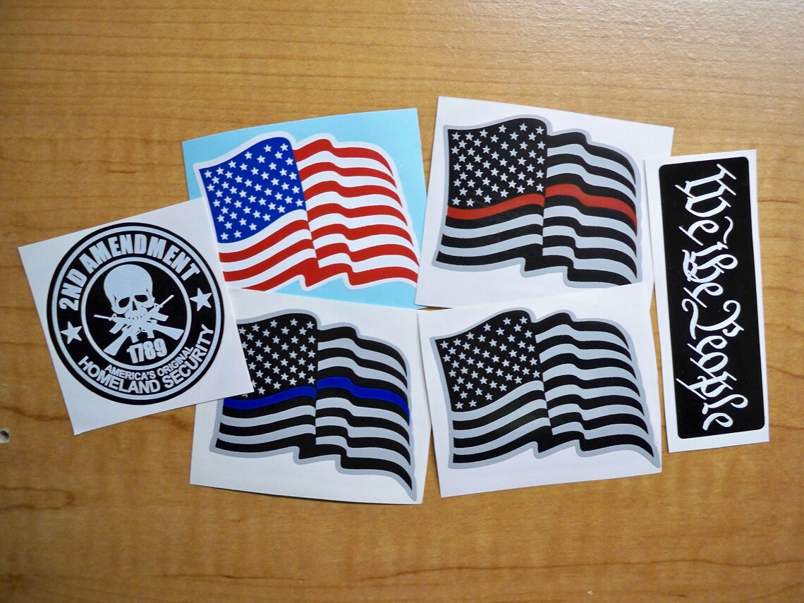 6-pack Hard Hat Stickers American Flags Firefigher Police - Etsy