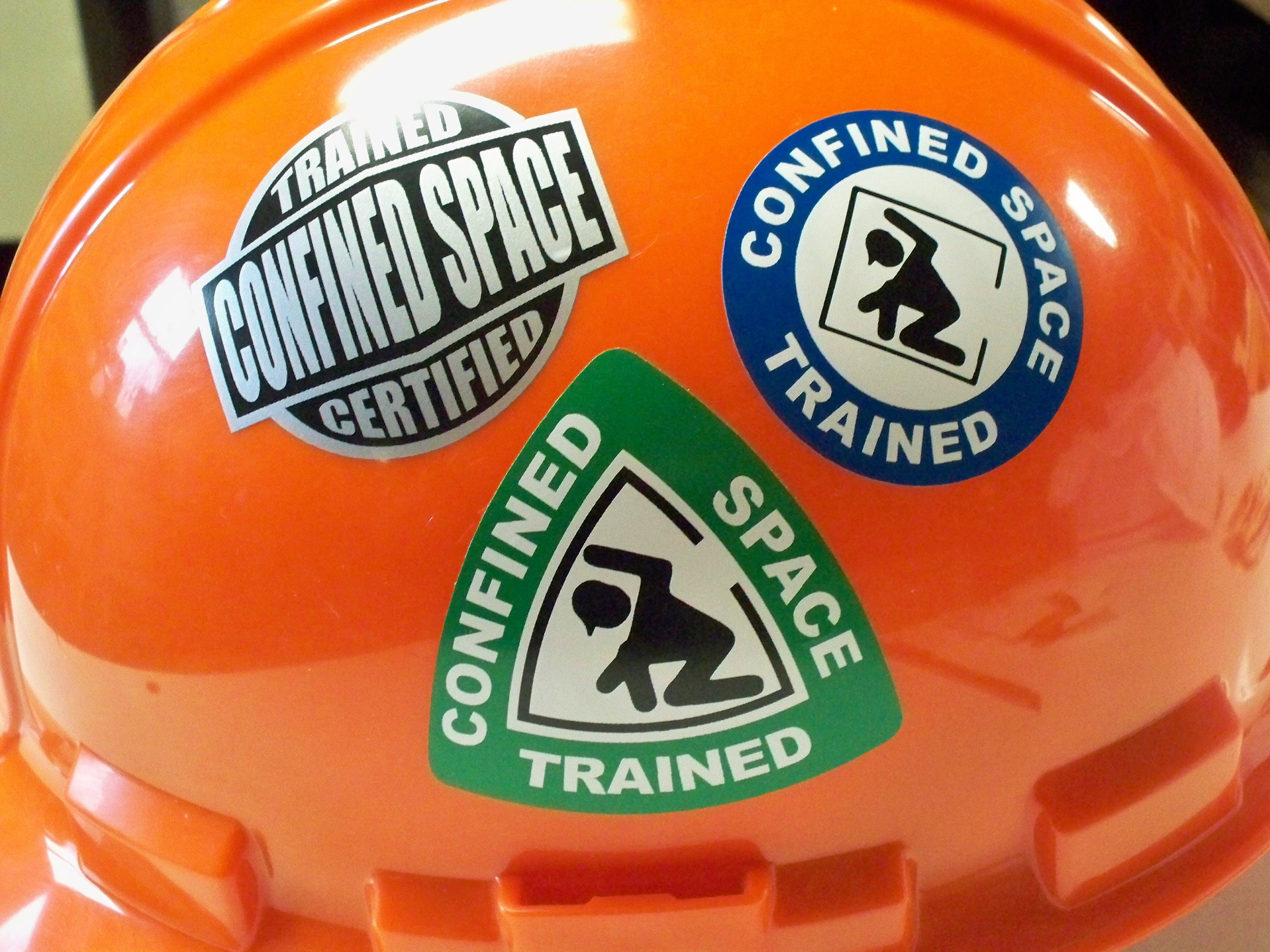 3 Hard Hat Stickers Confined Space Trained Certified Safety Confine ...