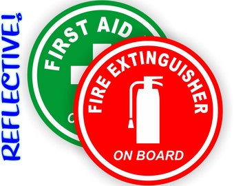Pair Fire Extinguisher & First Aid Kit Square Vinyl Stickers | Etsy