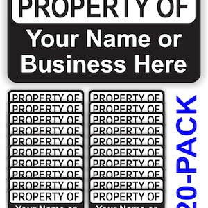 20-pack Custom Printed PROPERTY OF 1.5x3-inch Vinyl Stickers Decals ...