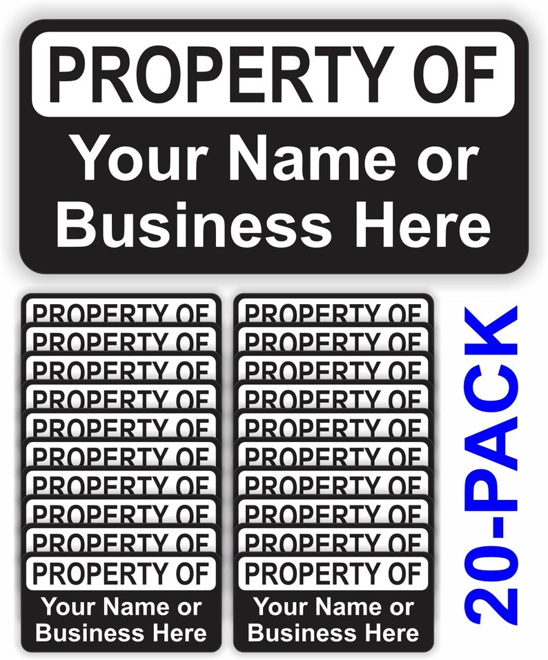 20-pack Custom Printed PROPERTY OF 1.5x3-inch Vinyl Stickers Decals ...