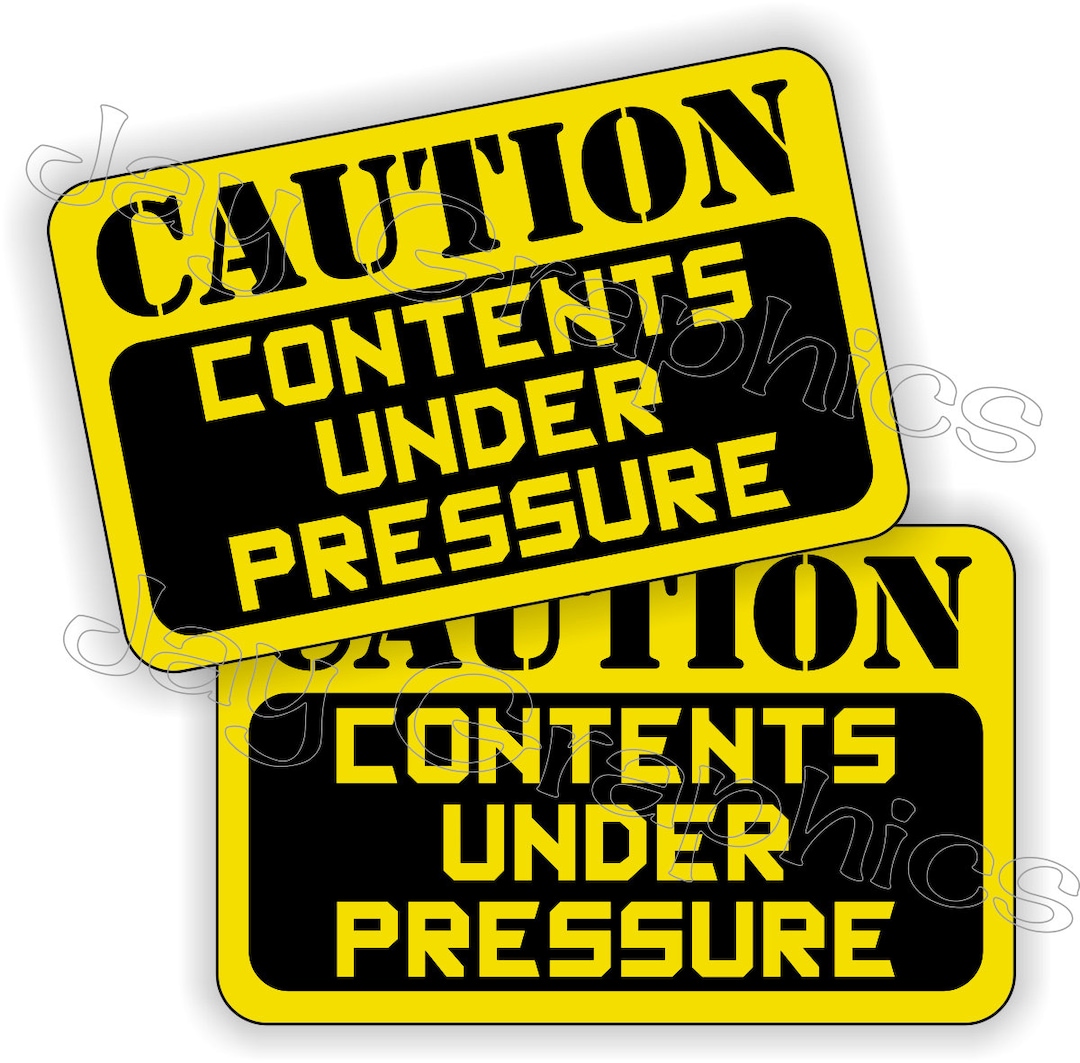 Pair - Funny Caution Contents Under Pressure Hard Hat Stickers |vinyl ...
