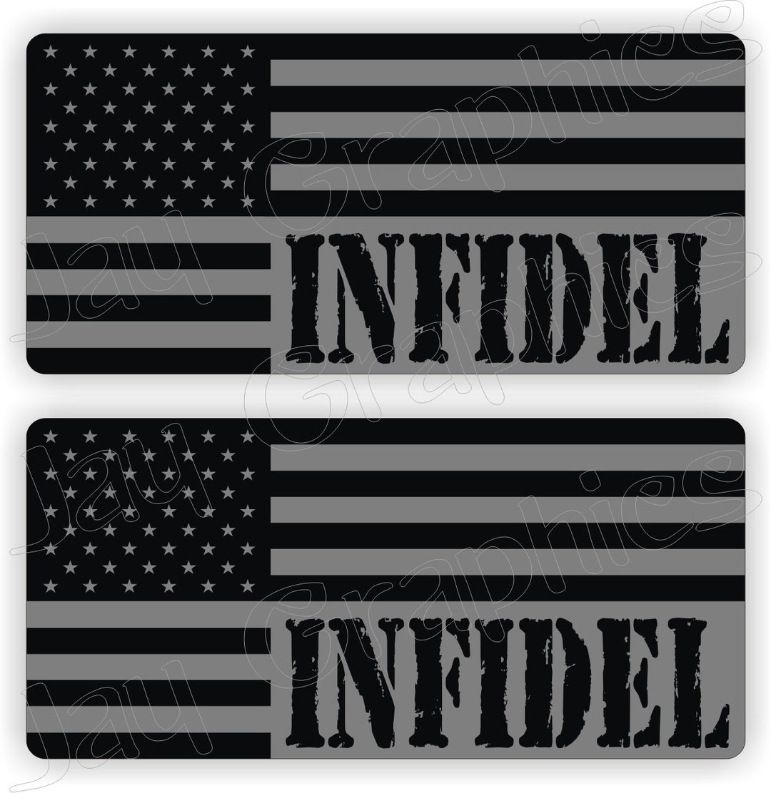 Pair Black Ops INFIDEL American Flags Hard Hat Stickers | Motorcycle ...