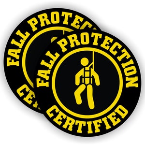 Pair - FALL PROTECTION Certified Vinyl Hard Hat Stickers | Motorcycle ...