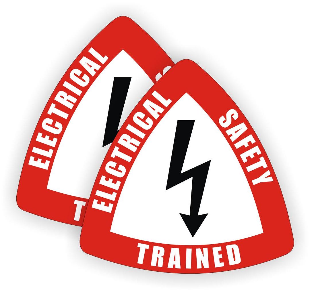 Pair - Electrical Safety Trained Hard Hat Stickers / Construction ...