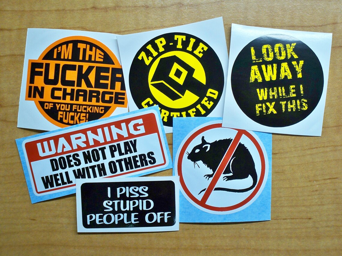 6-pack Funny Hard Hat Stickers Fkr in Charge Zip-Tie | Etsy