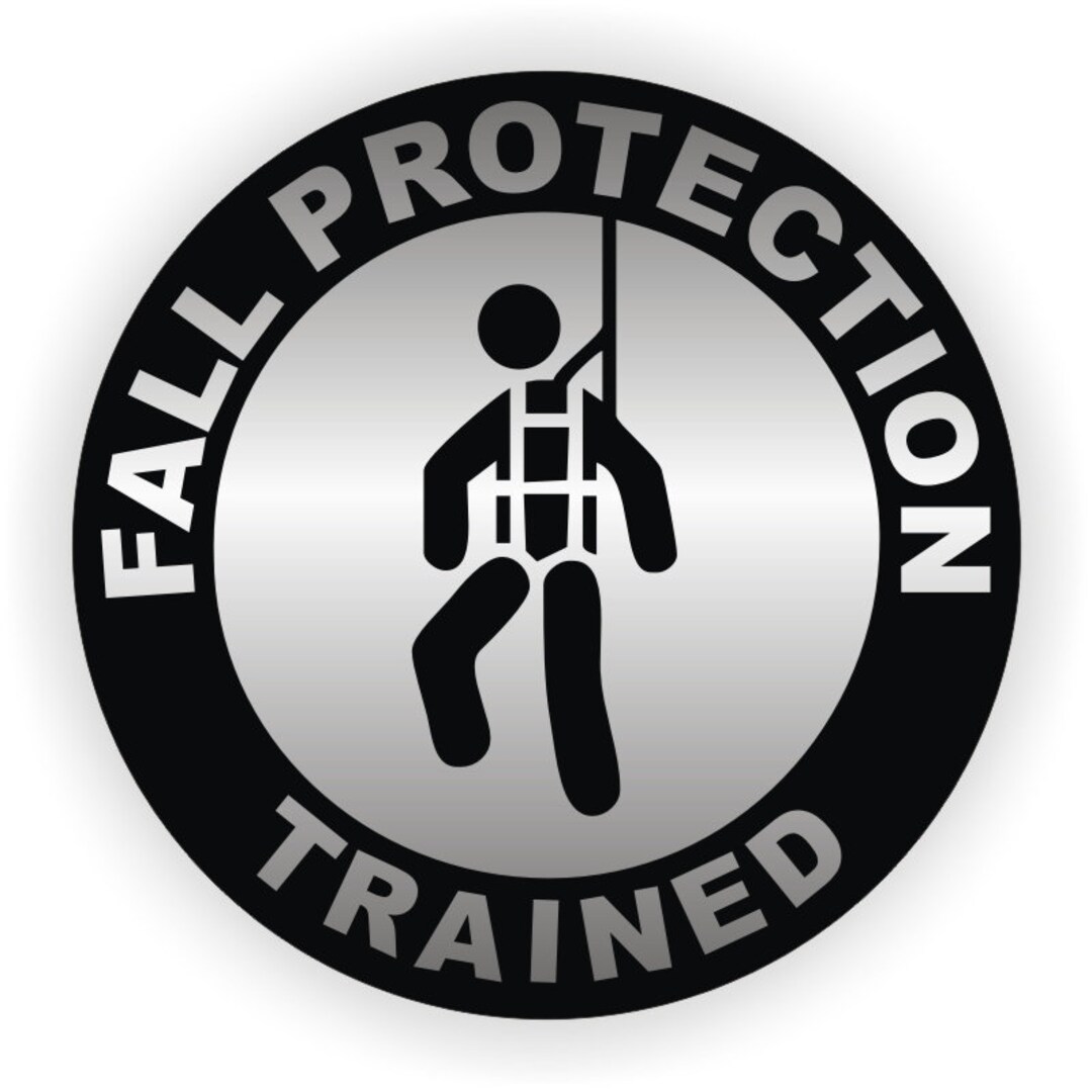 FALL PROTECTION Trained Vinyl Hard Hat Sticker | Motorcycle Welding ...