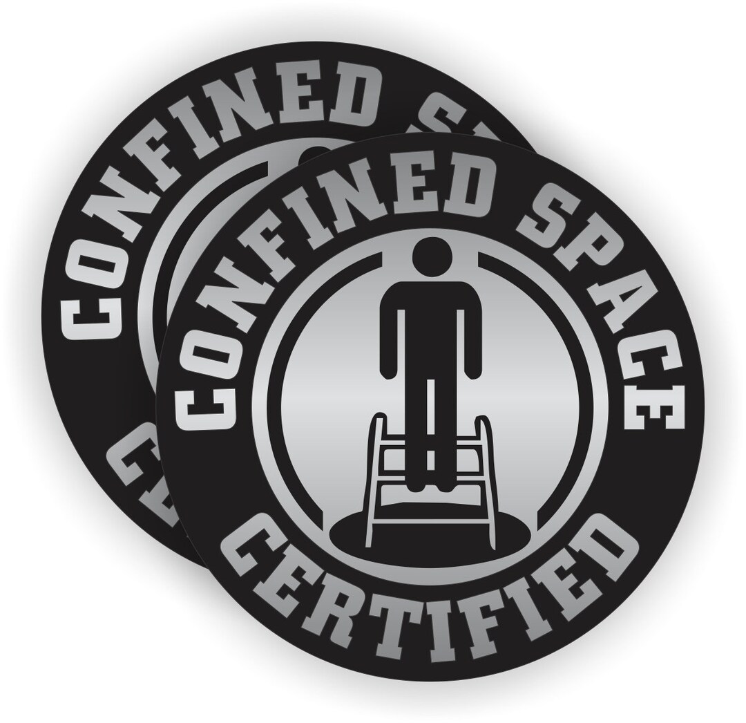 Pair Confined Space Certified Vinyl Hard Hat Stickers Construction ...