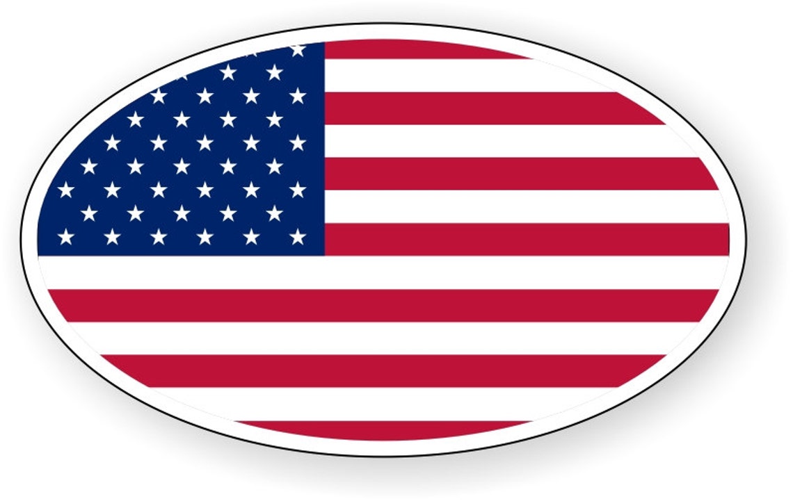 American Flag Oval Vinyl Bumper Sticker | Car Window Decal | SUV Euro ...