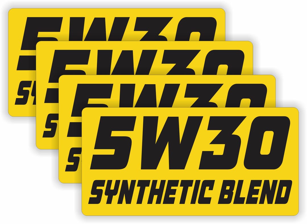 4 Pack - 2x4-inch 5W-30 Synthetic Blend Weatherproof Vinyl Stickers ...