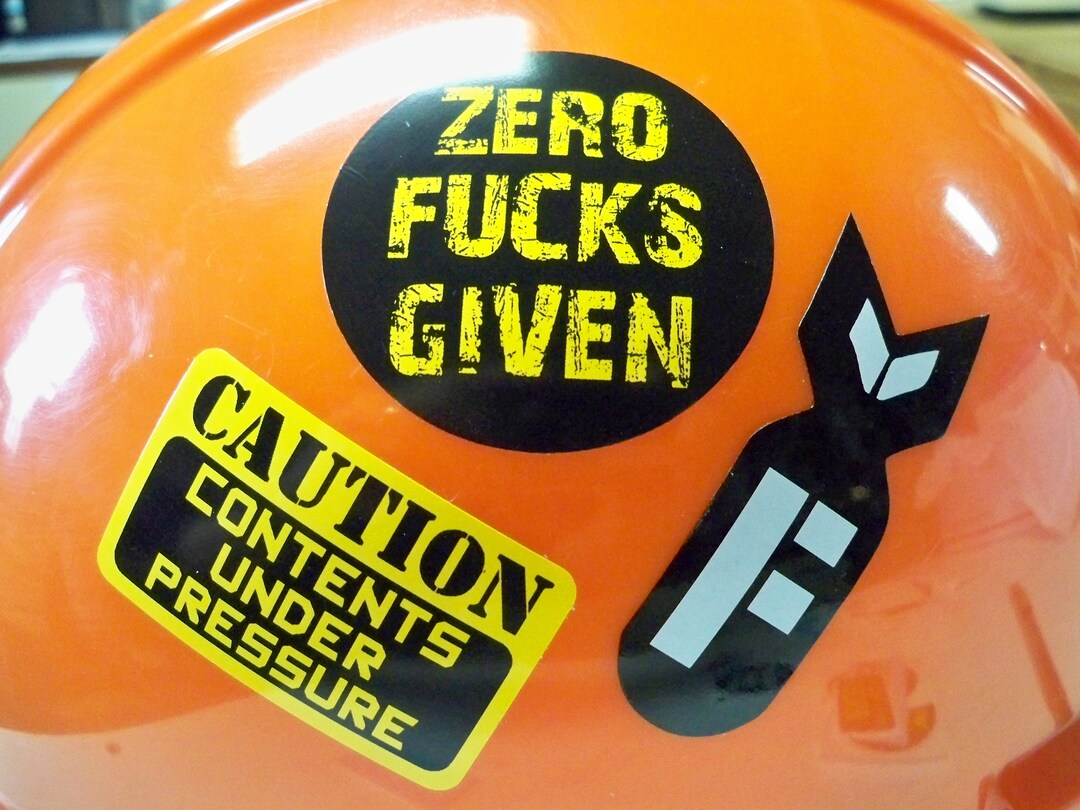 3 Hard Hat Stickers ZERO F*cks Given F-bomb Foreman Laborer Sarcastic ...