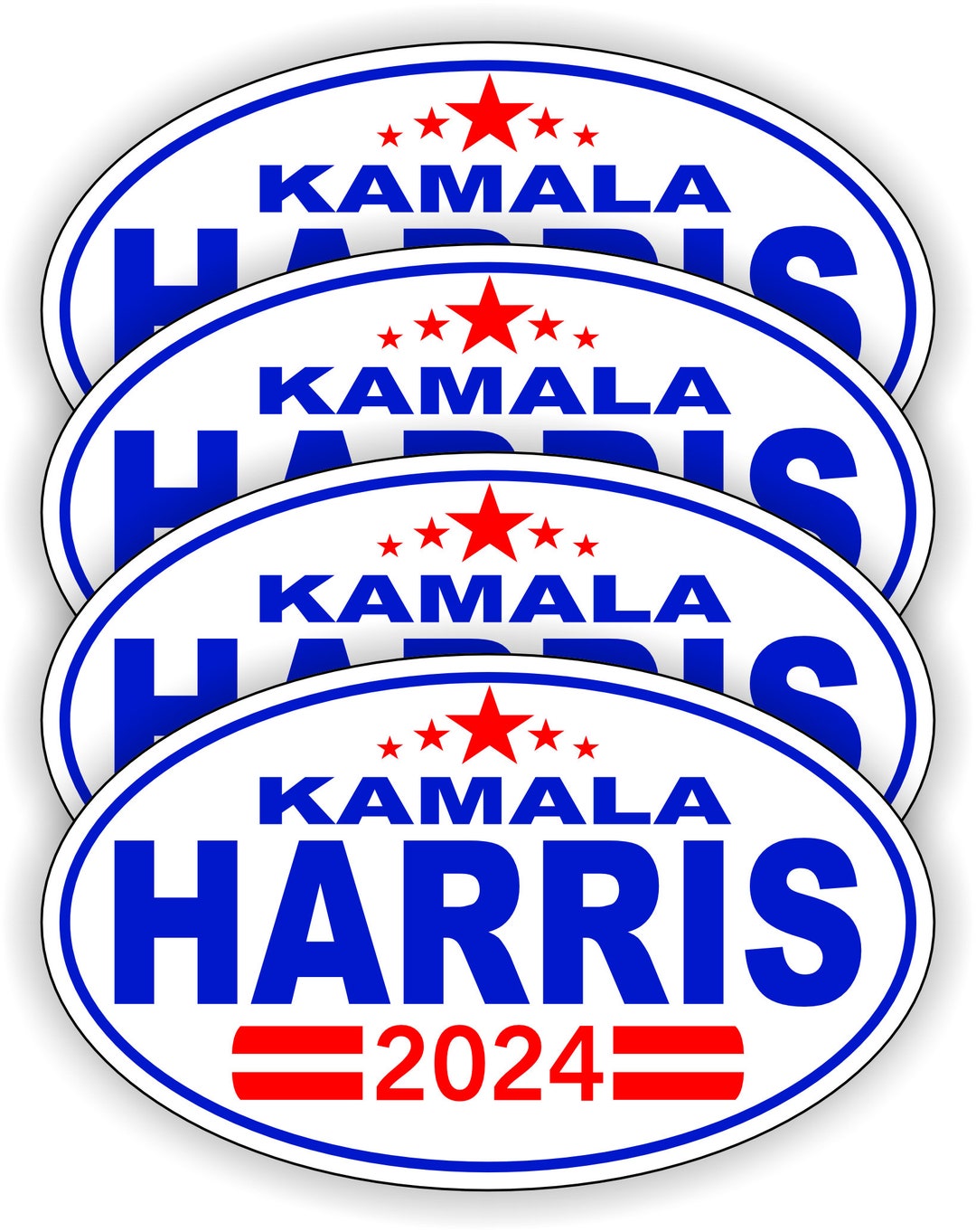 4-pack Kamala HARRIS 2024 Oval Vinyl Decals Car Truck SUV Bumper ...