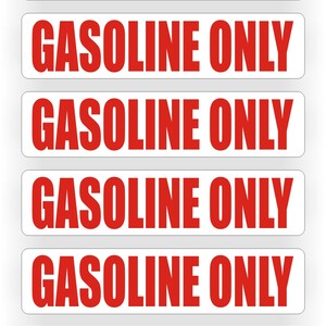 6-pack - GASOLINE ONLY Vinyl Stickers Decals Labels | Many Colors ...