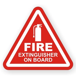 Pair - Fire Extinguisher & First Aid Kit on Board Triangular Vinyl ...