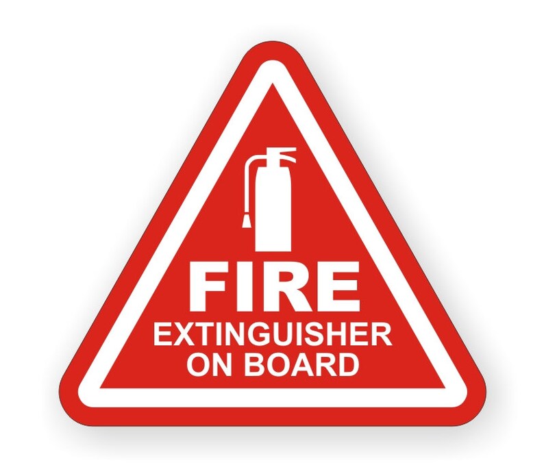 Pair - Fire Extinguisher & First Aid Kit on Board Triangular Vinyl ...
