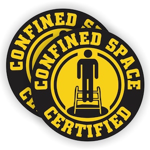 Pair - Confined Space Certified Vinyl Hard Hat Stickers | Construction ...