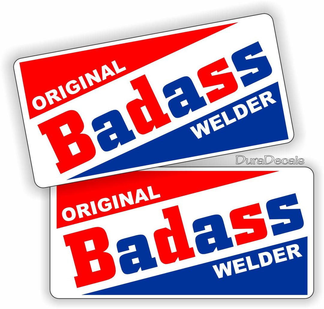 Pair ~ Badass Welder 1.5x3-inch Vinyl Hard Hat Stickers Bad Ass Safety ...