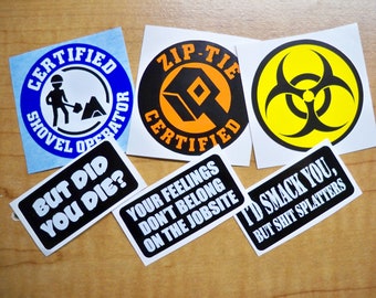 8-pack Vinyl Hard Hat Stickers Funny Construction Helmet | Etsy