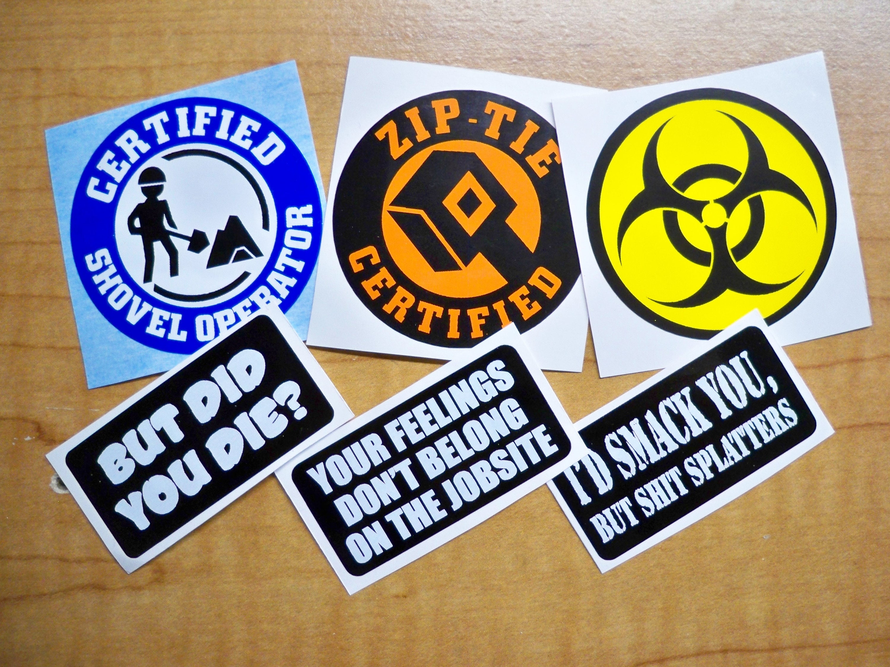 6-pack Funny Hard Hat Stickers Shovel Operator Zip Tie | Etsy