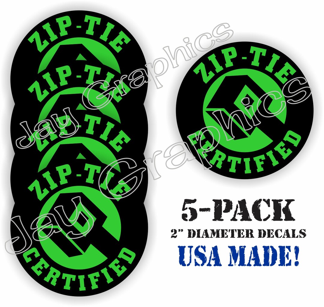 5-pack Zip-tie Certified Funny Hard Hat Stickers | Motorcycle Helmet ...